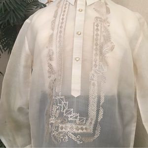 Shirts | Cream Beige Pina Silk Barong Tagalog With Classic Embroidery ...